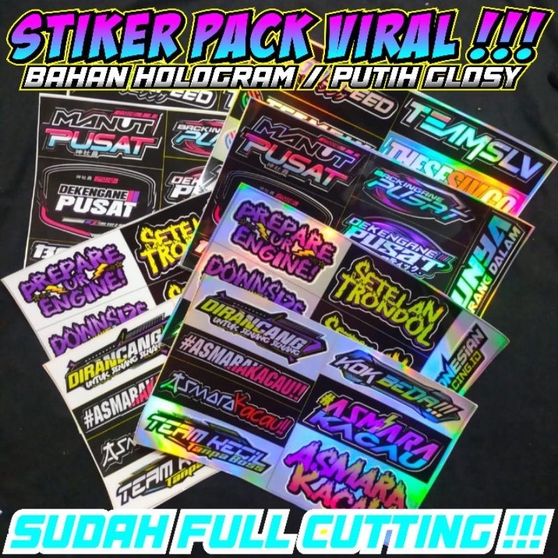 Jual stiker pack viral / stiker pack isi 8 hologram dan glosy / stiker ...