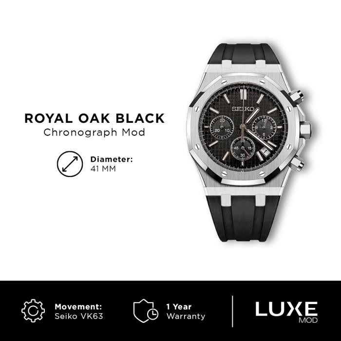 Jual Seiko Royal Oak Black Chronograph Mod Vk63 | Shopee Indonesia