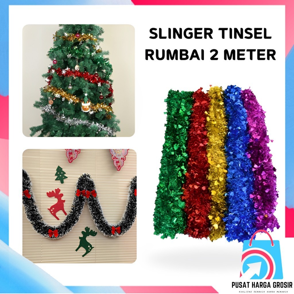 Jual PHG - Slinger Tinsel Rumbai 2 Meter Hiasan Pohon Natal Motif ...