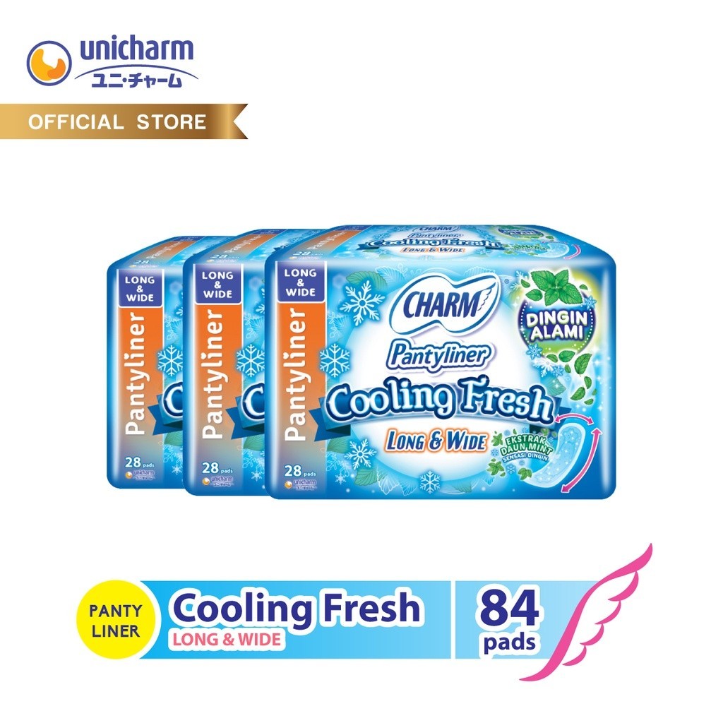 Jual Charm Cooling Fresh Pantyliner Long & Wide 28 Pads - 3 Packs ...