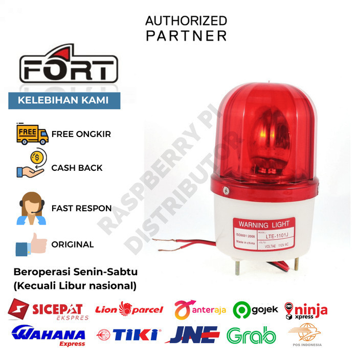 Jual Warning Light + Buzzer Alarm 4 " LTE-1101J Merah , Kuning dan Biru ...