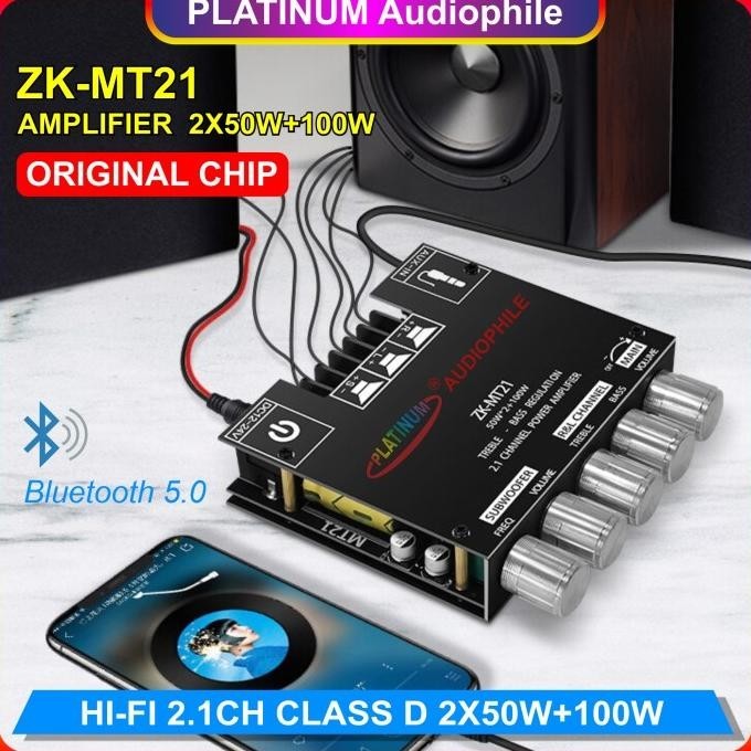 Jual Amplifier Class D 2.1 CH Bluetooth 5.0 Hifi Amplifier ZK-MT21 | Shopee Indonesia