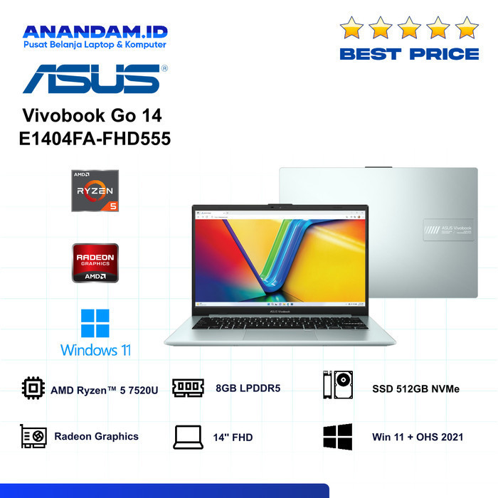Jual ASUS Vivobook Go 14 E1404FA-FHD555 - Green Grey | Shopee Indonesia