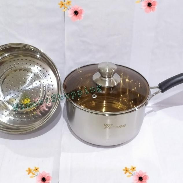 Jual Vienna Panci Kukus Gagang Tunggal Steamer Susun 2 Stainless - 20cm | Shopee Indonesia