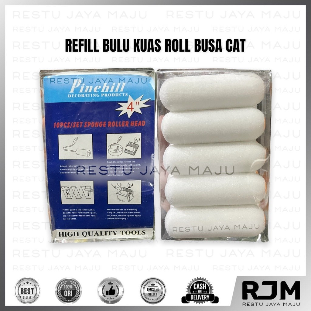 Jual [10pcs] PINEHILL Bulu Kuas Roll Busa 4 inch Rol Cat Tembok Dinding ...