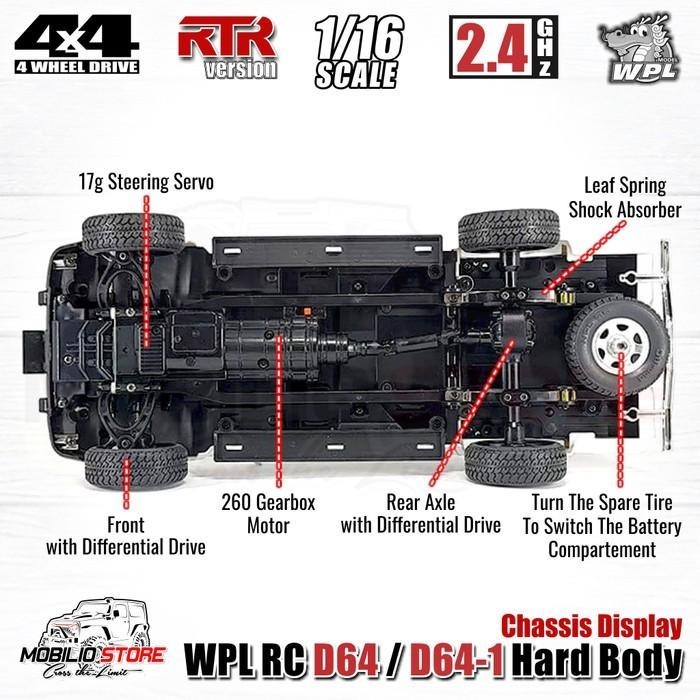 Jual WPL D64 D64-1 RC HARD BODY 4WD 2.4GHZ 1/16 RTR CRAWLER CAR ...