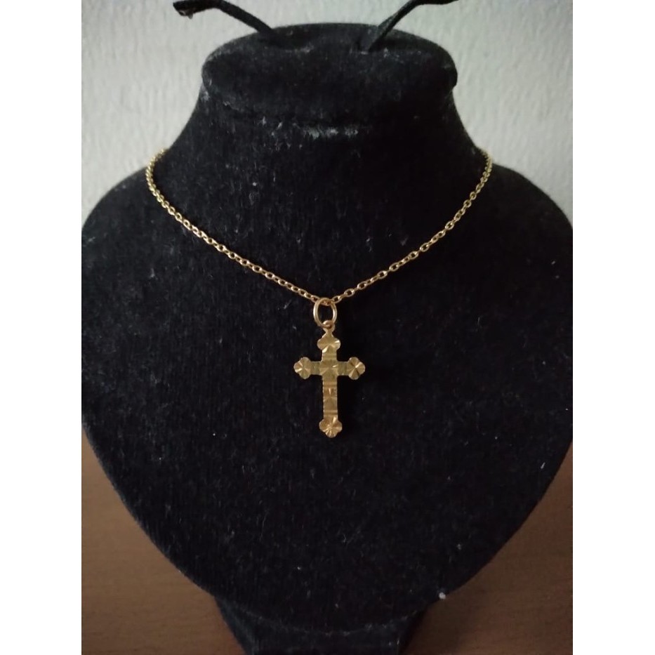 Jual SET KALUNG DAN LIONTIN MODEL SALIB ELEGANT EMAS ASLI | Shopee ...