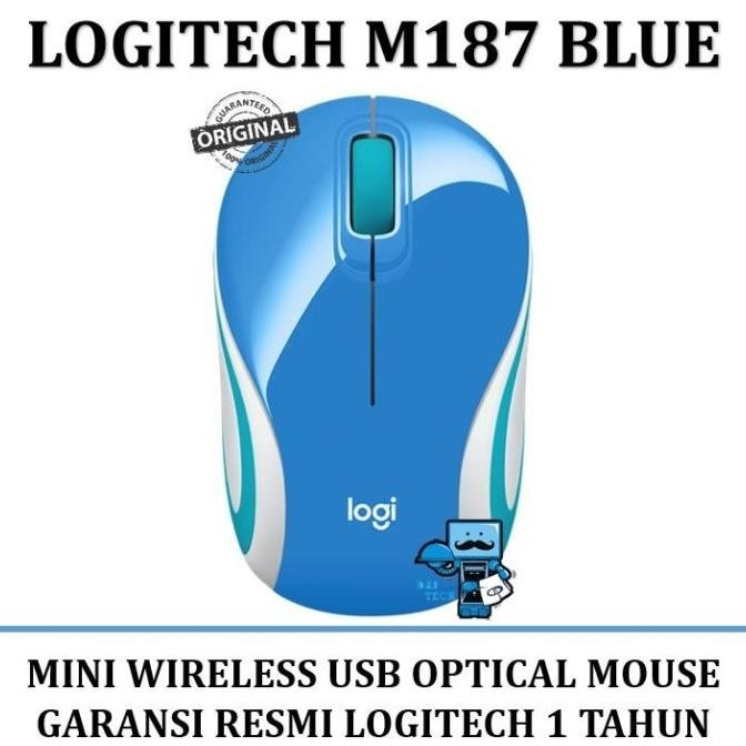 Jual Mouse Logitech M 187 Wireless Mini - 910-002743 - Original - Blue ...