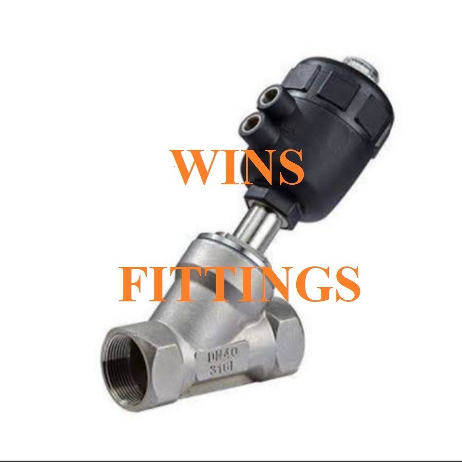 Jual Pneumatic Angle seat valve plastik 1" piston actuator DN25 double acting angin PN25 ...