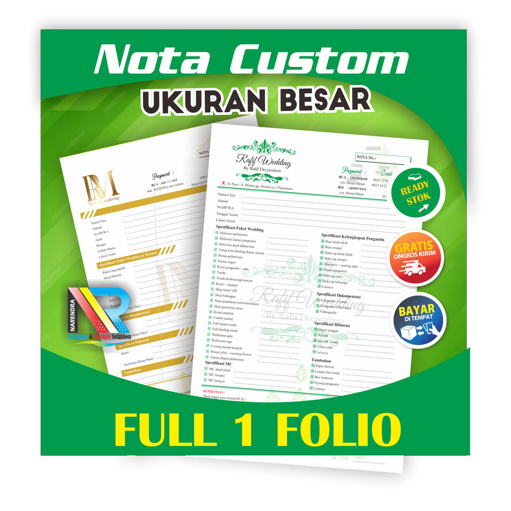 Jual [BISA COD] Cetak Nota Custom 1 Folio | 1 2 3 4 Ply Rangkap NCR ...