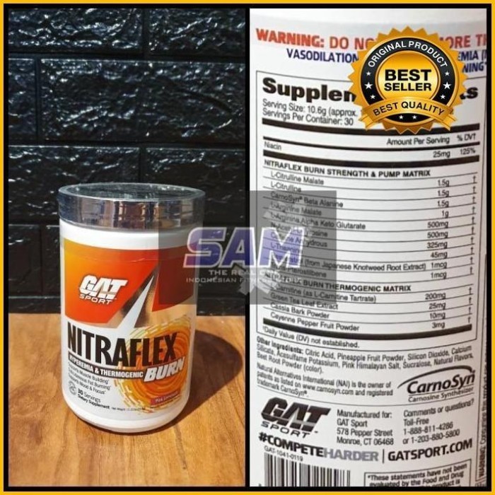 Jual Suplemen Fitness Gat Nitraflex Burn 30 Serving Malang Original ...