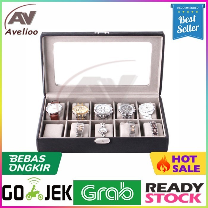 Jual KOTAK TEMPAT JAM TANGAN LUXURY 10 SLOT (BOX PENYIMPANAN) | Shopee ...