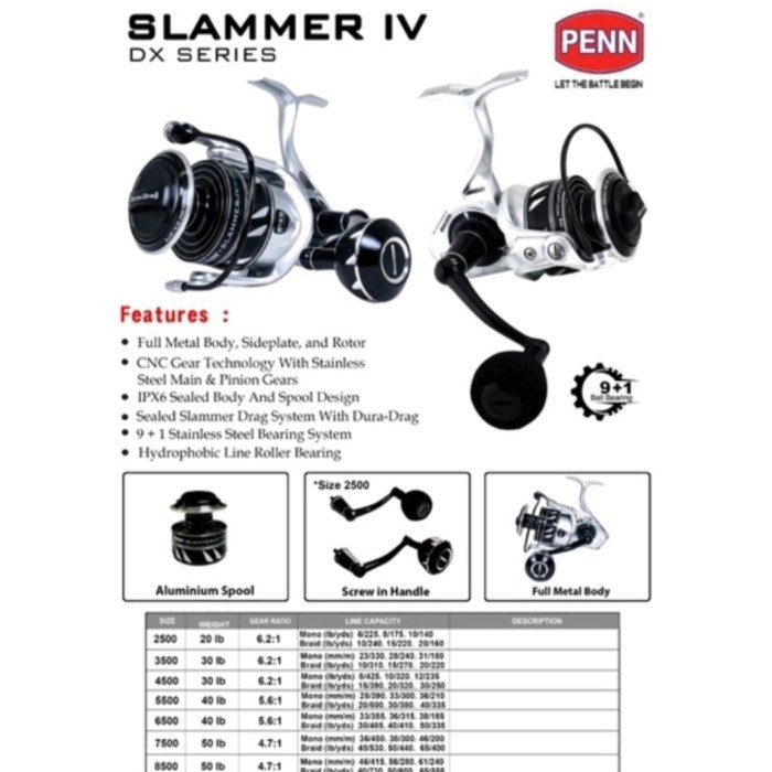 Jual Reel penn slammer IV dx 2500 3500 4500 5500 6500 7500 8500 new ...