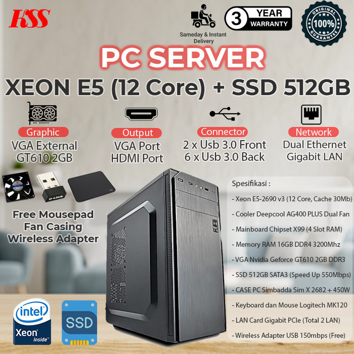 Jual KOMPUTER / PC SERVER Intel XEON E5 + RAM 32GB + SSD 512GB | Shopee ...
