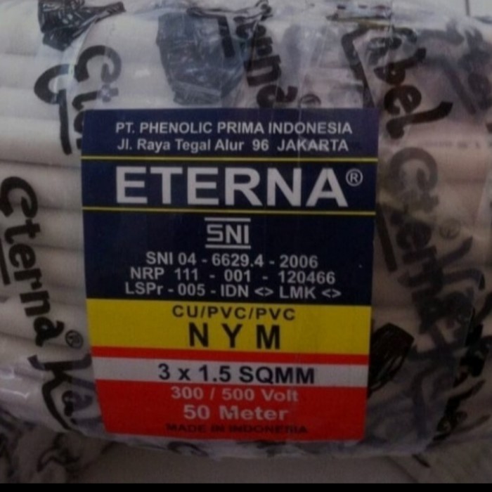 Jual kabel eterna NYM 3x1,5/kabel listrik eterna lidih 3x1, 5 per roll 50m | Shopee Indonesia