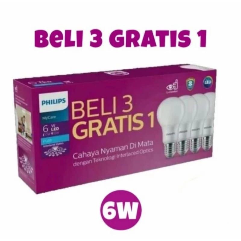 Jual LAMPU PHILIPS LED PAKET 6W PAKET HEMAT MULTIPACK ESSENTIAL ...