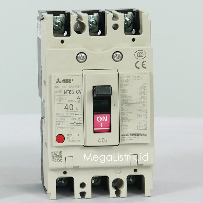 Jual MITSUBISHI NFB / MCCB / NO FUSE BREAKER NF63-CV 3P 40A | Shopee Indonesia