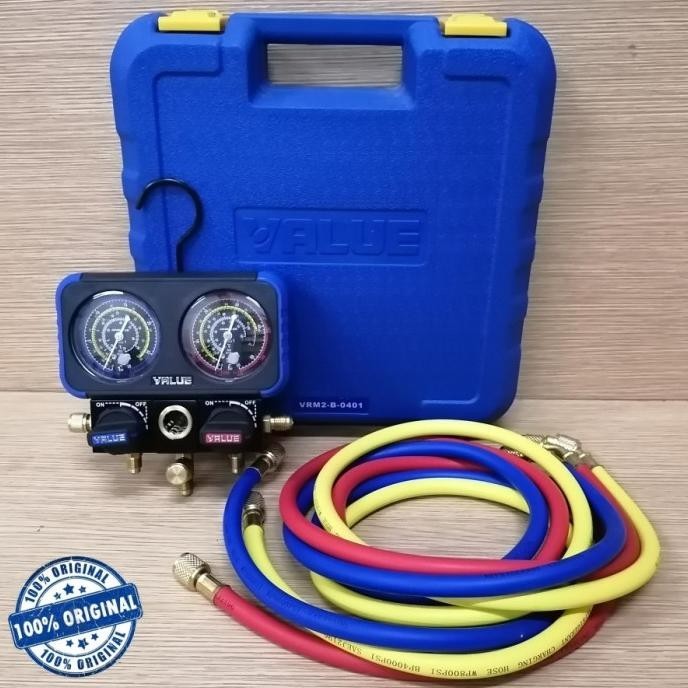 Jual Ready! Manifold Gauge Value Vrm2-B-0401 R22/134A/R410A/R407C ( R410 / R 410 ) | Shopee ...