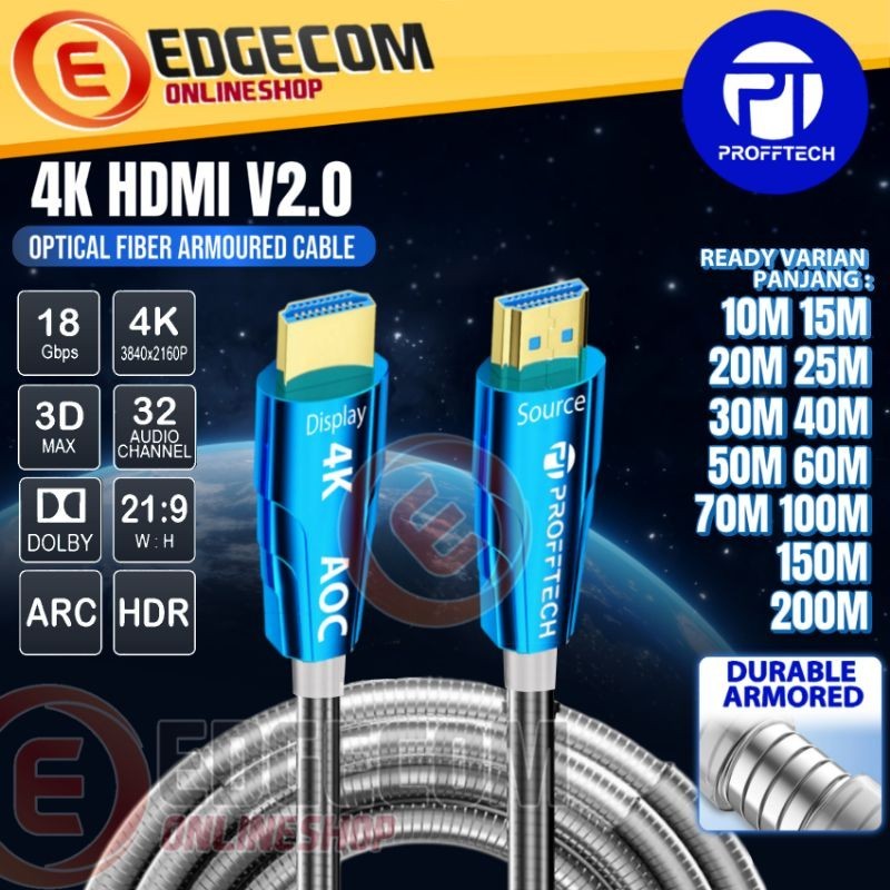 Jual KABEL HDMI FIBER OPTIK ARMOR LAPIS BESI V2.0 4K 10, 15, 20, 25, 30 ...
