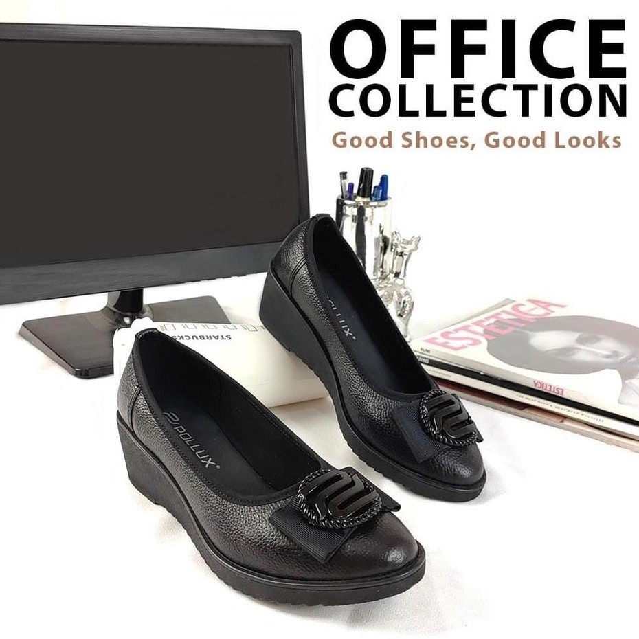 Jual Pollux Monday WPOBW 01 - Sepatu Wedges Wanita Bahan Kulit Asli ...