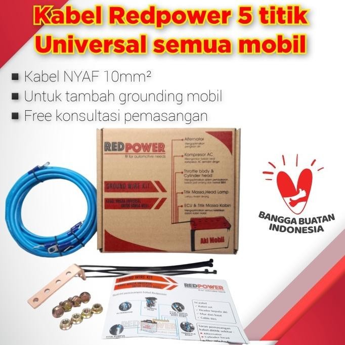 Jual Ground Wire Kit Kabel Grounding Mobil Redpower Nyaf 10Mm Biru 5 ...
