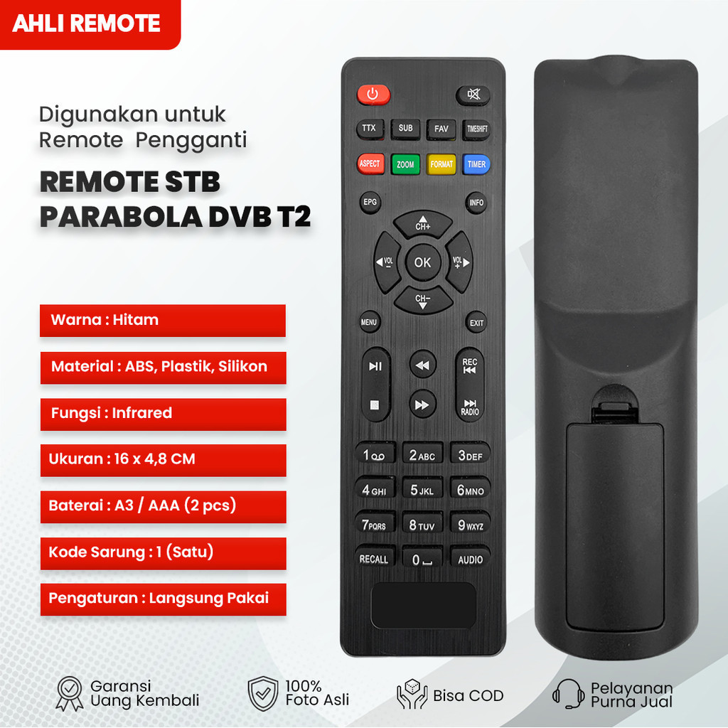 Jual Remote STB Parabola Tanaka Modi DVB T2 / Remot Set Tob Box Tanaka ...