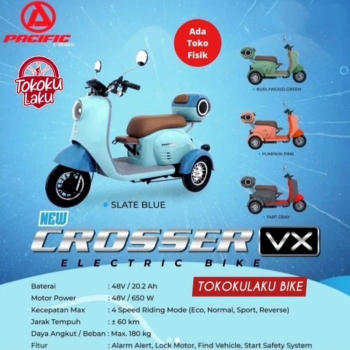 Jual Sepeda Motor Listrik Pacific Bike Crosser Electric Bike Ebike Roda ...