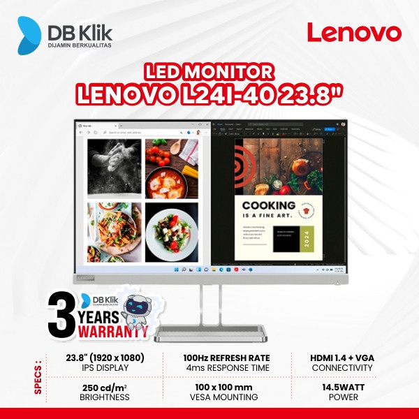 Jual Led Monitor Lenovo L24i-40 23.8" Ips 100Hz Full hd Hdmi Vga - L24i ...