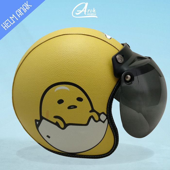 Jual Helm Bogo Retro Anak Motif Kartun Anak Gudetama Kuning Full Kulit ...