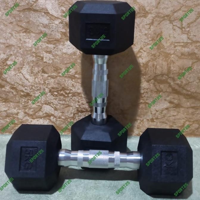 Jual Dumbell Dumbel Dumbbel Dambel Hex Hexagonal Rubber ROX 5 Kg ...