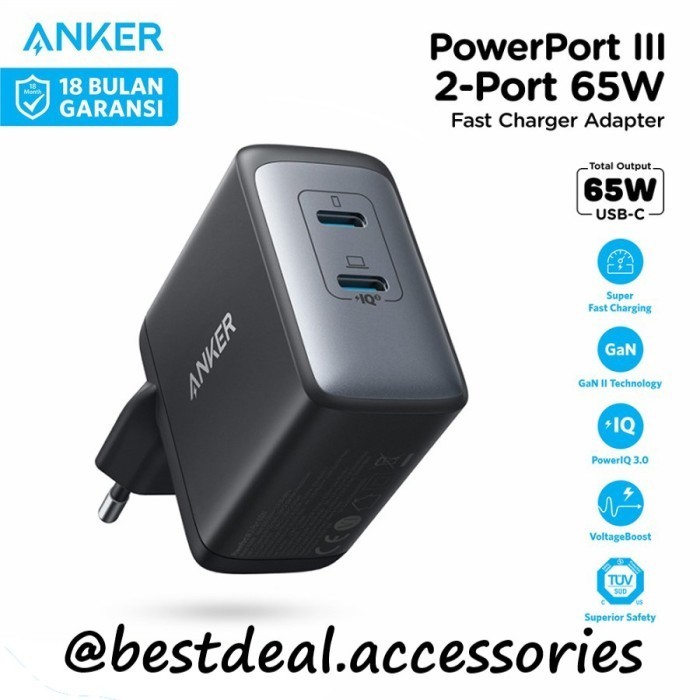 Jual Anker 726 Powerport Iii 65W Gan Ii Usb-C Fast Charging - A2666 ...