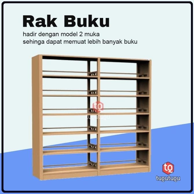 Jual Rak Besi Buku Majalah Perpustakaan Koleksi 2 Muka Book Shelf Model B | Shopee Indonesia