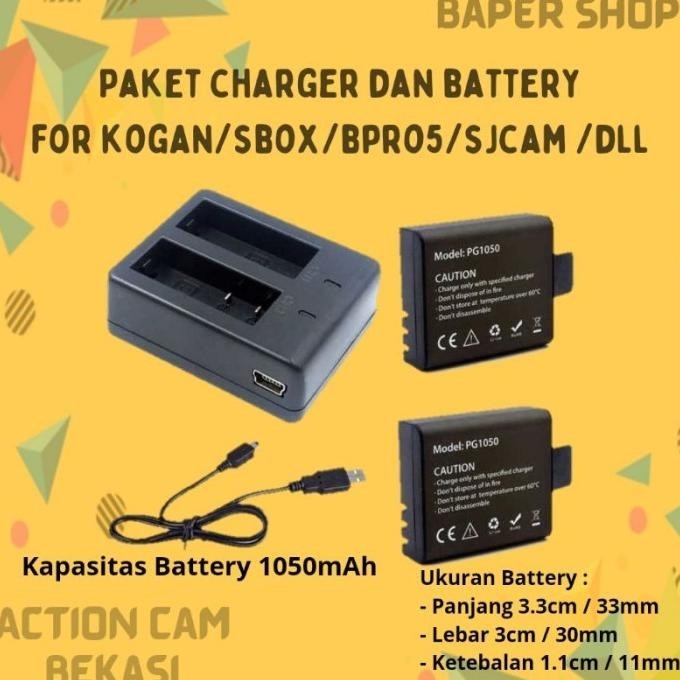 Jual Paket Dual Charger Dan 2 Battery Yi Discovery Kogan Bpro Brica ...