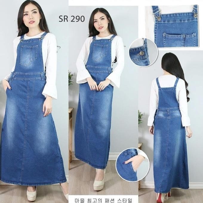 Jual Gamis Overall Premium Jeans Setelan Hijab Rok Panjang Size M L Xl ...