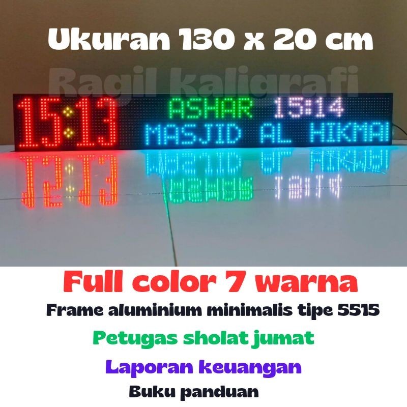 Jual Jam sholat digital uk 130 x 20 cm - Jam digital masjid P10 RGB ...