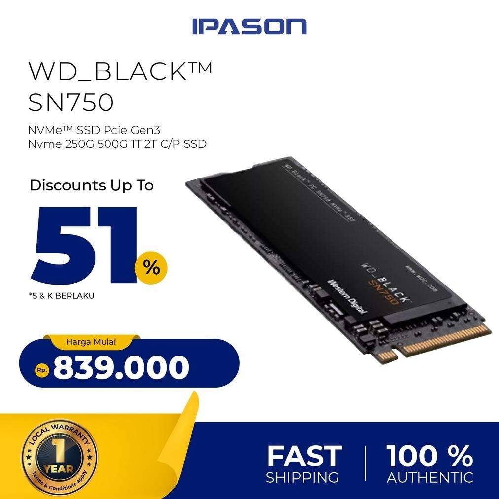 Jual Ssd Wd_Black Sn750 Nvme Pcie Gen3 Nvme 250G 500G 1T 2T Cp By Ssn Komputer | Shopee Indonesia