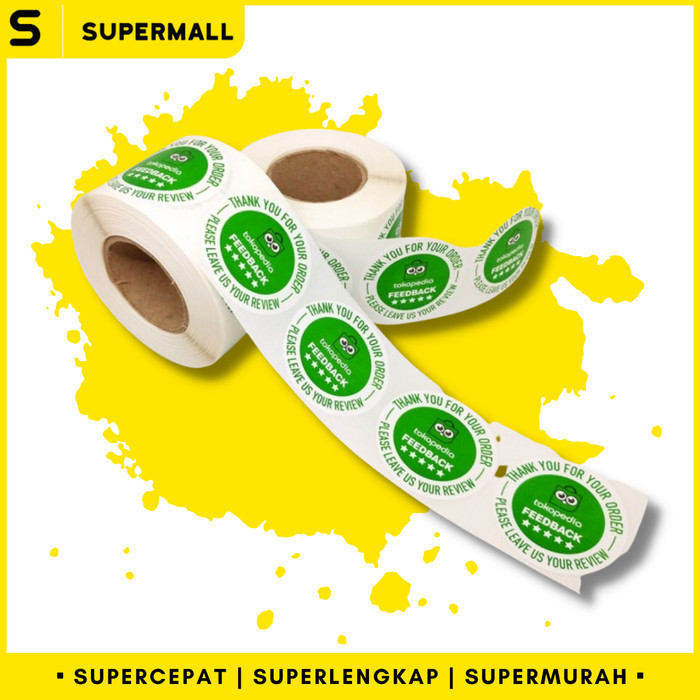 Jual SUPERMALL Sticker Label Paket Packing Thank You Review Tokopedia ...