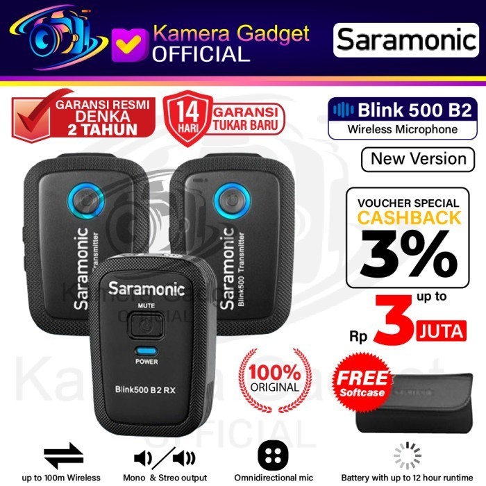 Jual Saramonic Blink 500 B2 New Version Wireless Microphone Lavalier