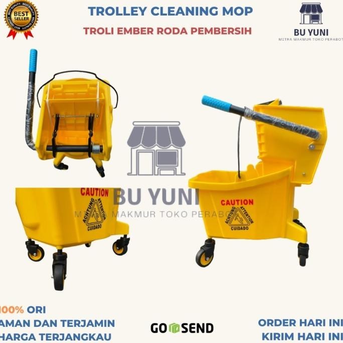 Jual SINGLE BUCKET CLEANING MOP PRESS WRINGER TROLLEY 24 LITER ...