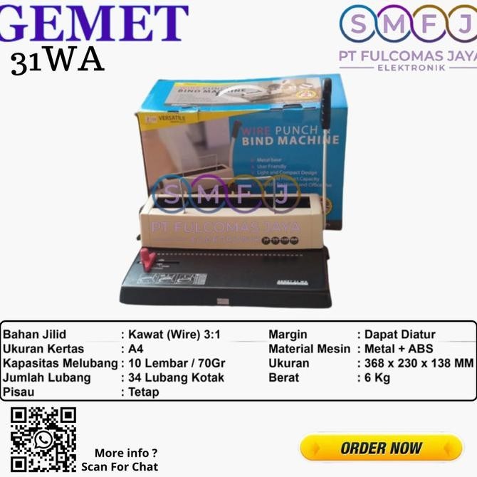 Jual Gemet 31Wa Mesin Jilid Spiral Kawat Garansi Resmi | Shopee Indonesia