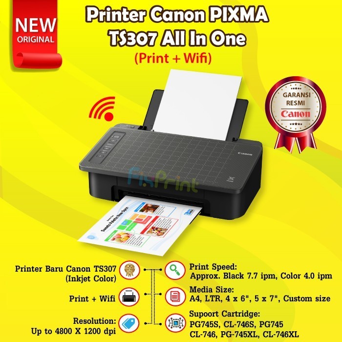 Jual Printer Canon Pixma Ts307 Print Scan Copy Wifi Wireless All In One ...