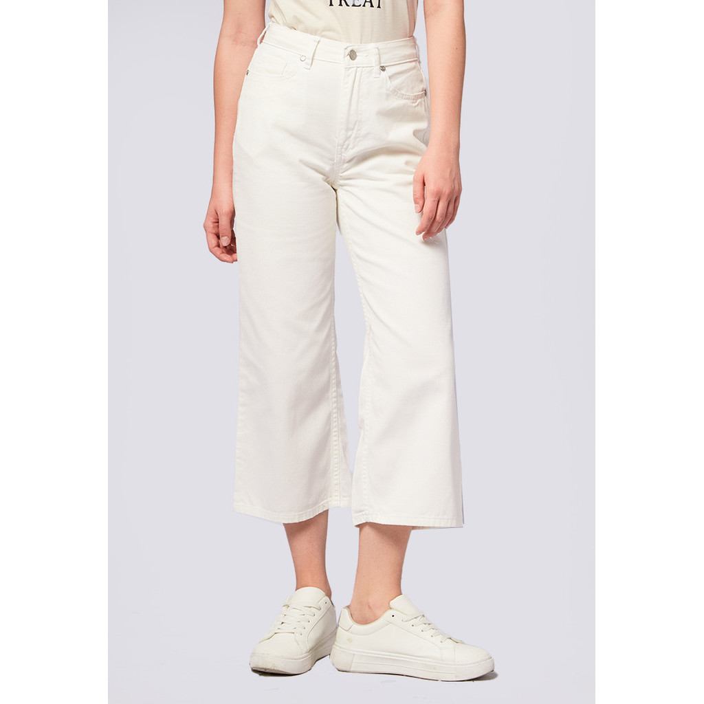 Jual COLORBOX Wide Leg Denim Pants Off White | Shopee Indonesia