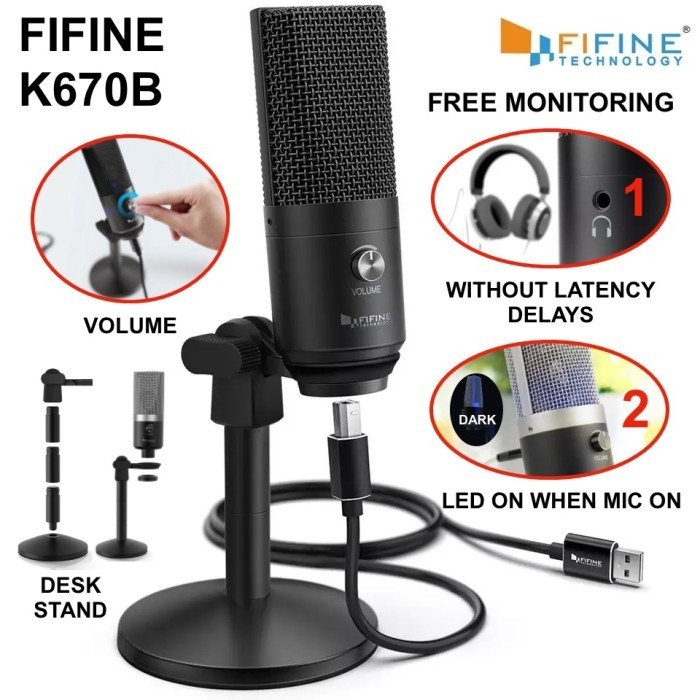 Jual Fifine K670B Usb Microphone For Recording Streaming Voice Overs Black | Shopee Indonesia