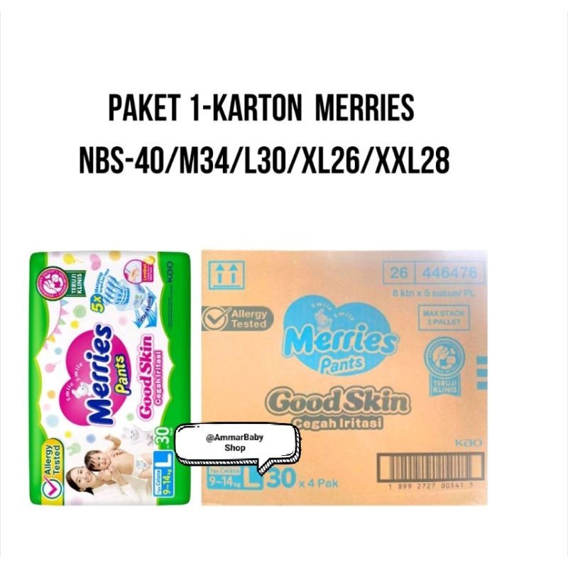 Jual PAKET 1-DUS (ISI 4 BALL) MERRIES PANTS GOOD SKIN NB-S40/M34/L30 ...