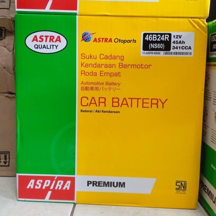 Jual Aki Mobil Apv, Luxio, Grand Max, Swift NS60 / 46B24R Aspira 12v / 45ah | Shopee Indonesia