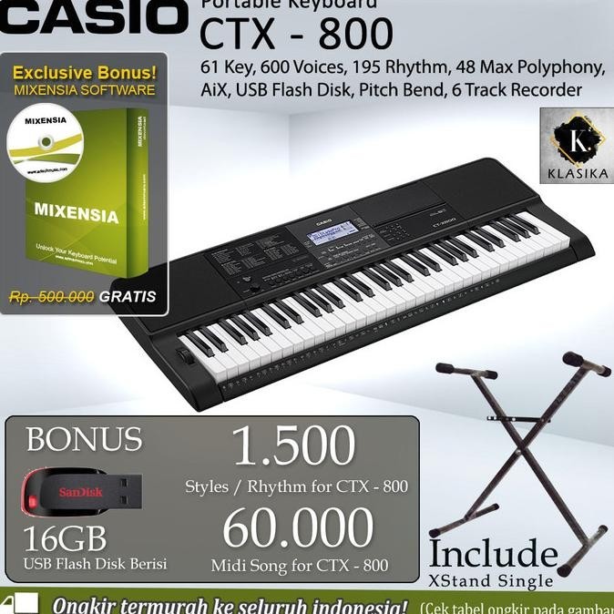 Jual Keyboard Casio Ctx-800 + Stand / Ct-X800 / Ctx800 Spek Setara Psr ...