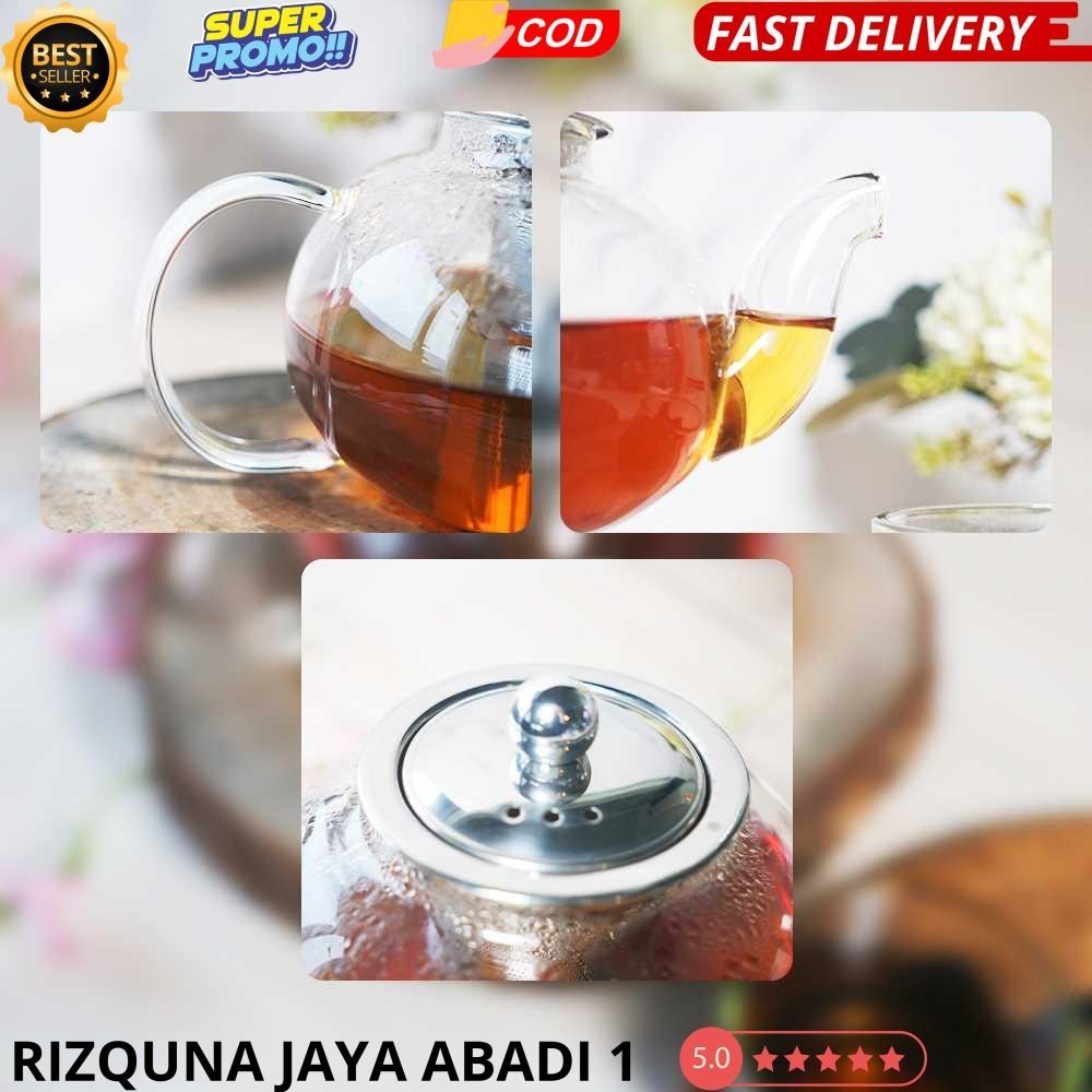 Jual One Two Cups Teko Kaca Teh Chinese Teapot Tahan Panas Api with Filter 600ml- TP-759 ...