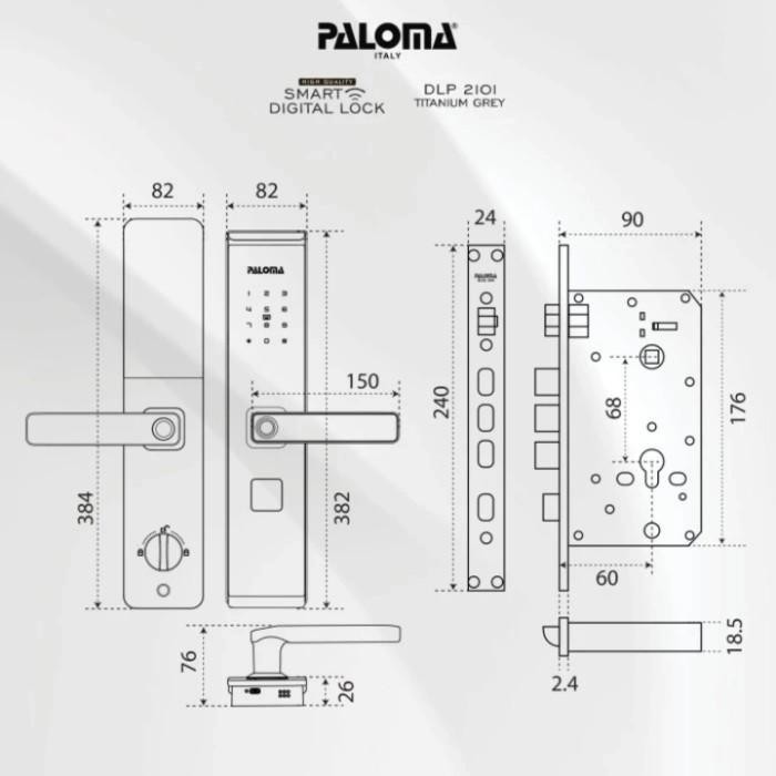 Jual HANDLE SMART DIGITAL LOCK PALOMA DLP 2101 GAGANG PINTU FINGER ...