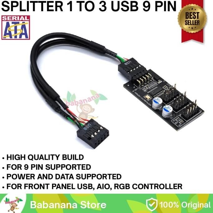 Jual KABEL USB MOTHERBOARD 9 PIN SPLITTER CABANG FRONT PANEL 9PIN HUB ...