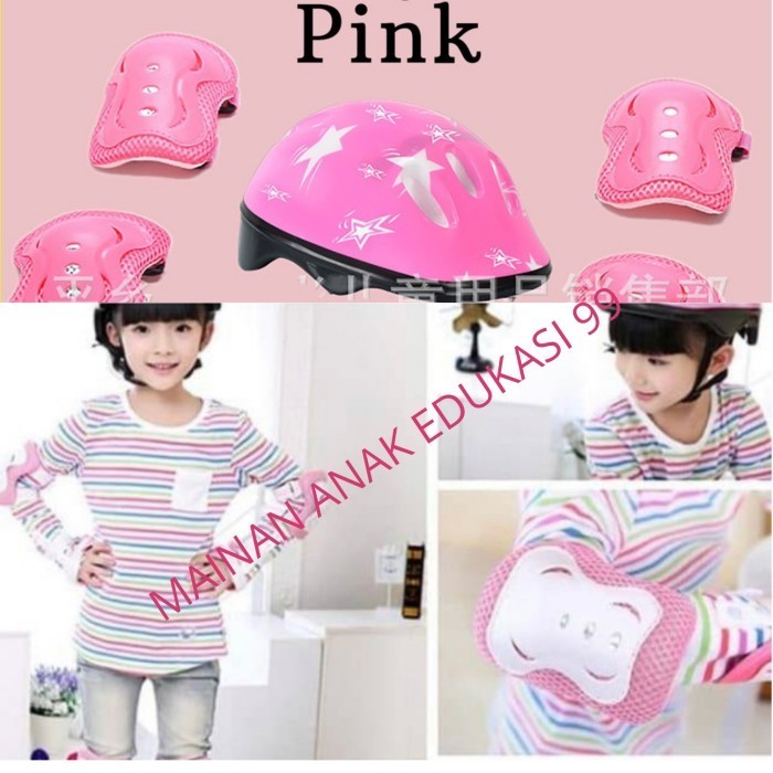 Jual Helm Sepatu Roda Anak Komplit Full Deker Pelindung Pink U Merah ...